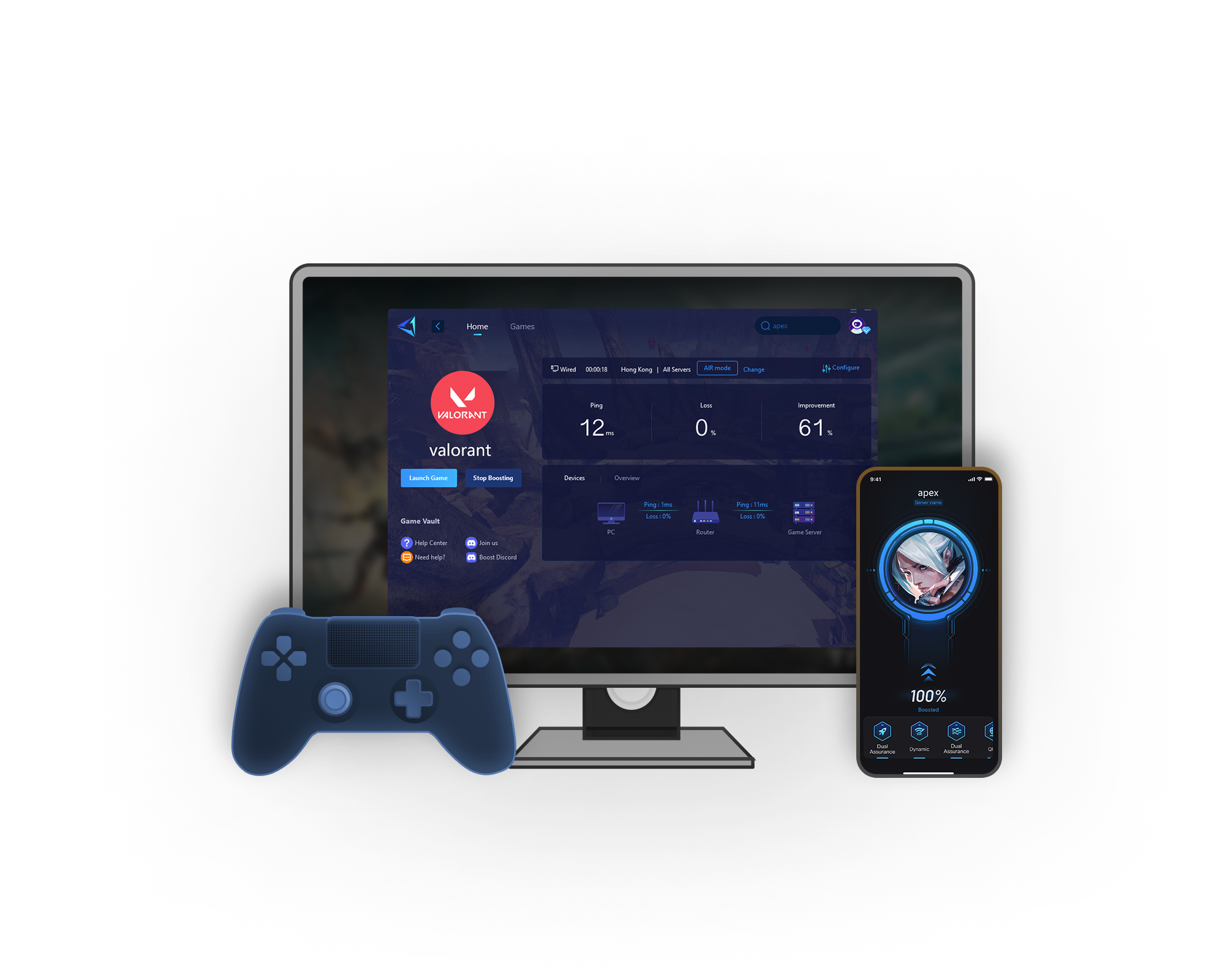 Game Booster to Reduce Valorant High Ping - GearUP Booster